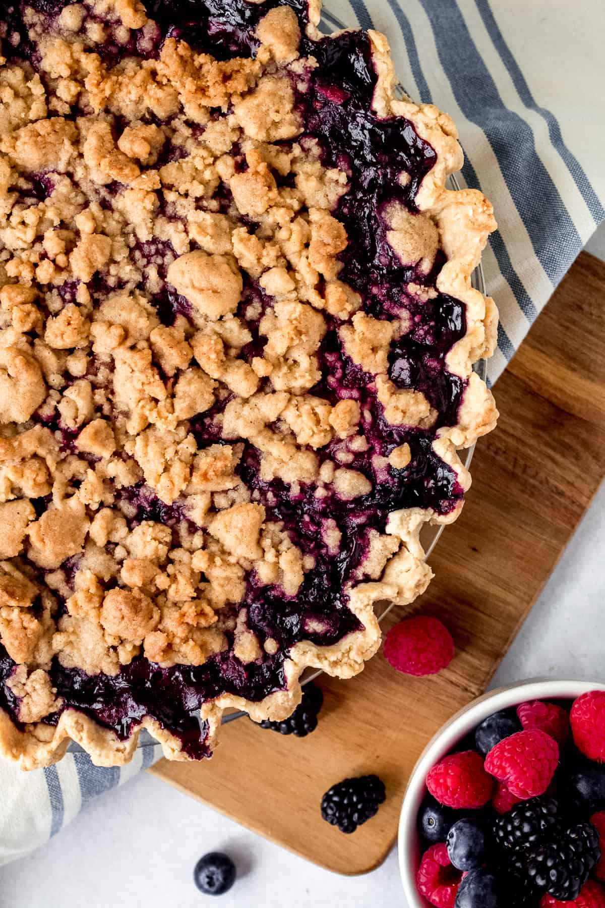Triple Berry Crumble Pie - Little Vintage Baking