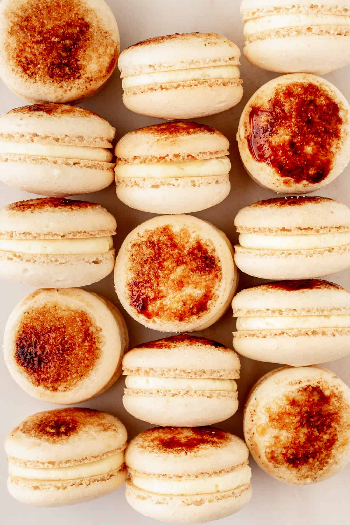 Crème Brûlée Macarons - Little Vintage Baking