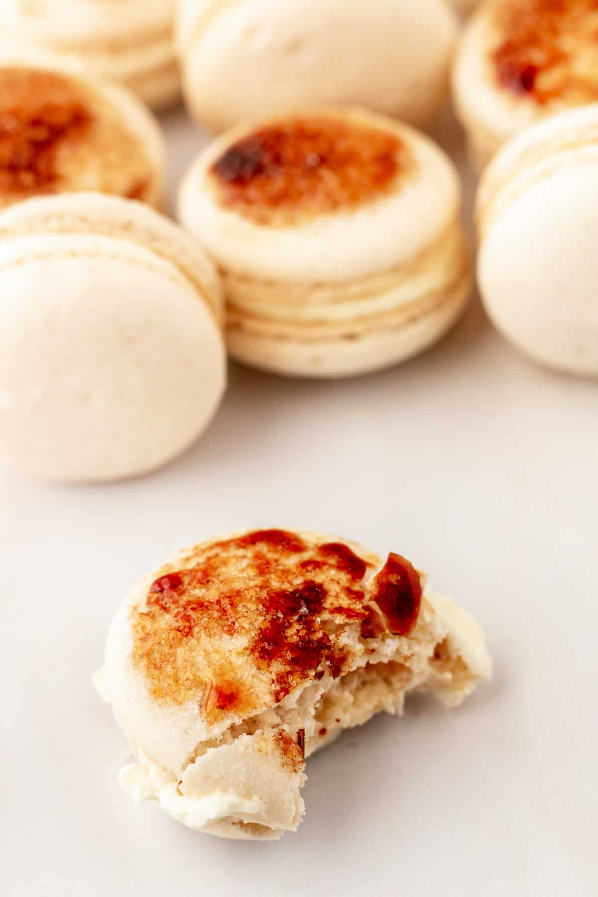 Crème Brûlée Macarons - Little Vintage Baking