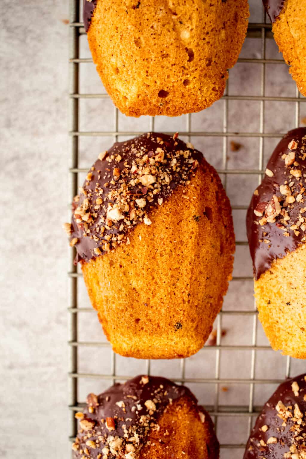 Chocolate Dipped Brown Butter Pumpkin Madeleines - Little Vintage Baking